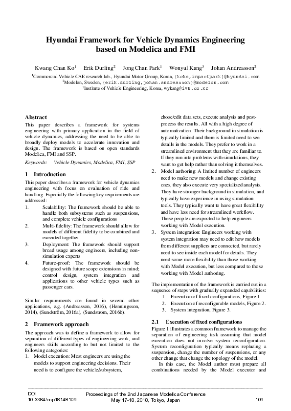 (PDF) Hyundai framework for vehicle dynamics engineering based on Modelica and FMI
