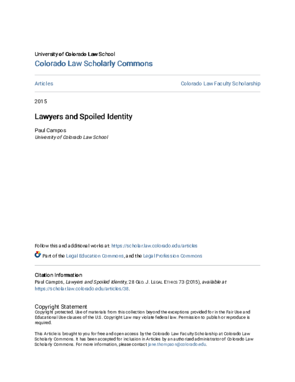 (PDF) Lawyers and Spoiled Identity