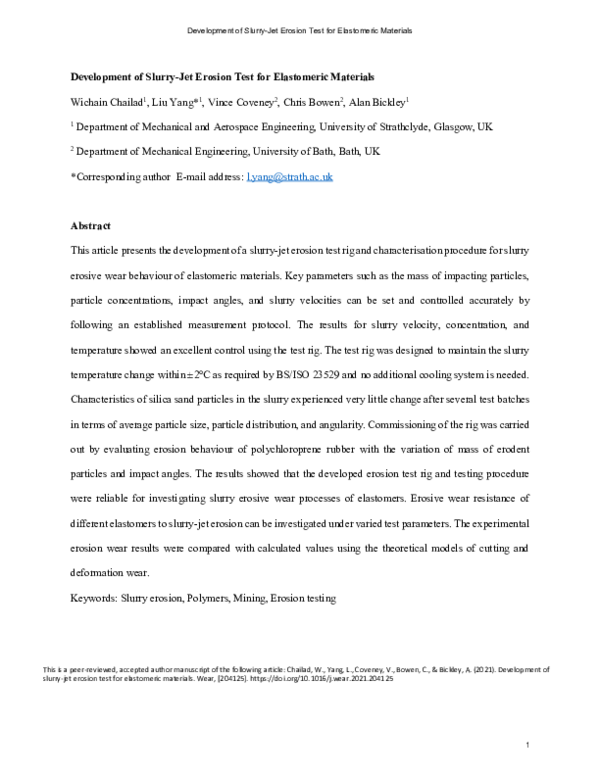 (PDF) Development of slurry-jet erosion test for elastomeric materials
