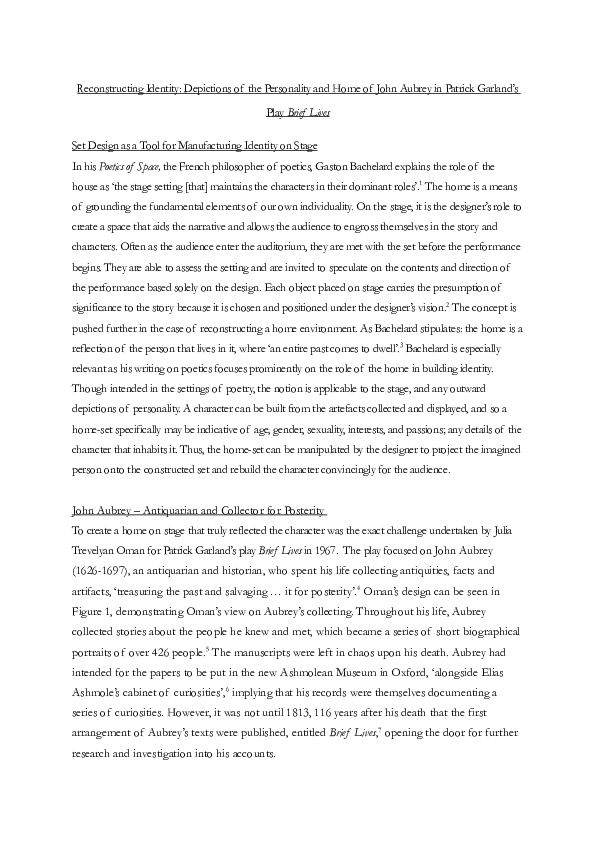 (PDF) Reconstructing Identity: Depictions of the Personality and Home ...