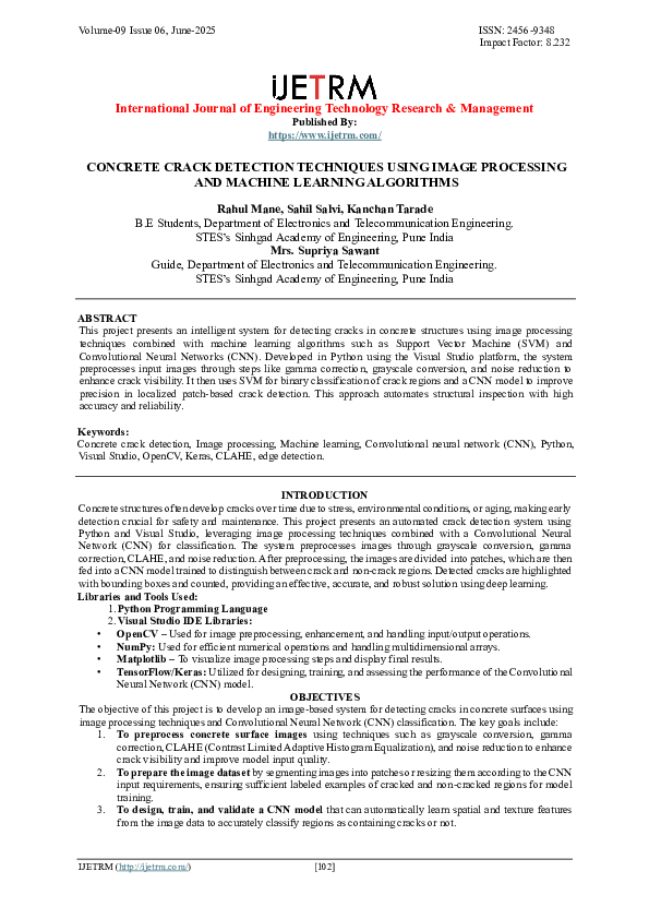 (PDF) CONCRETE CRACK DETECTION TECHNIQUES USING IMAGE PROCESSING AND ...