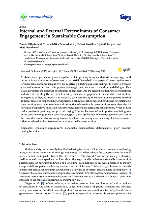 (PDF) Internal and External Determinants of Consumer Engagement in ...