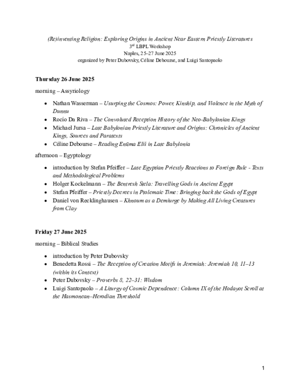 (PDF) 2025 (Re)inventing Religion: Exploring Origins in Ancient Near ...