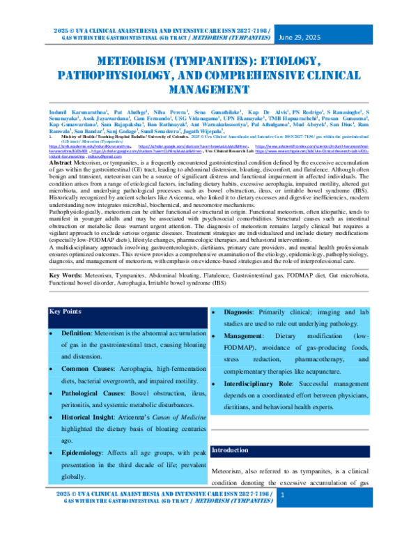 (PDF) Meteorism (Tympanites): Etiology, Pathophysiology, and ...