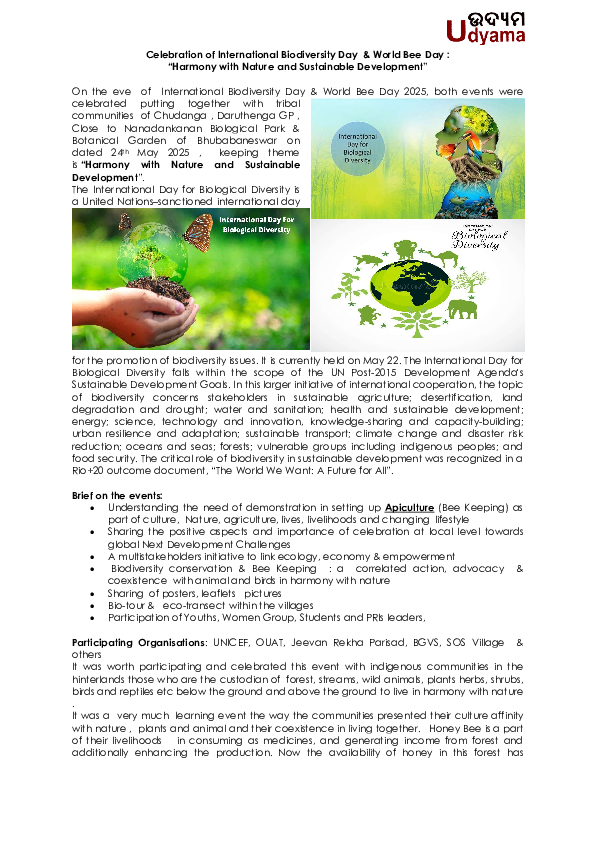 (PDF) Celebration of International Biodiversity Day & World Bee Day ...