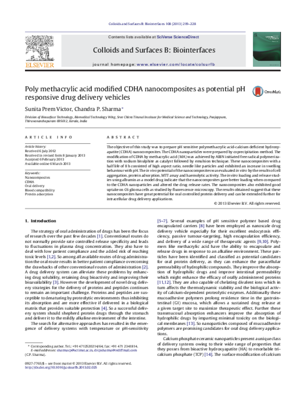 (PDF) Poly methacrylic acid modified CDHA nanocomposites as potential ...