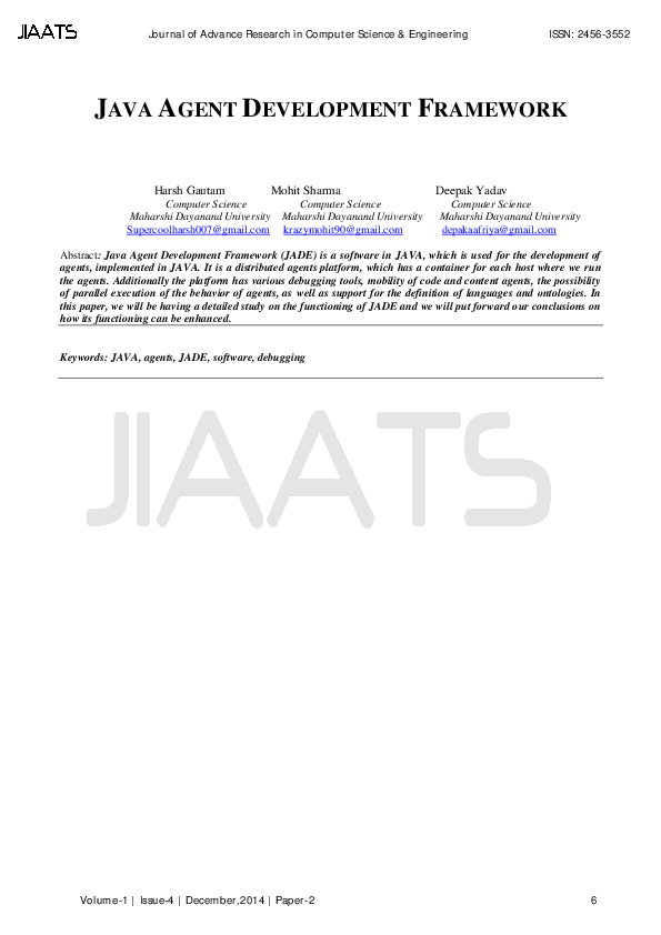 (PDF) Java Agent Development Framework