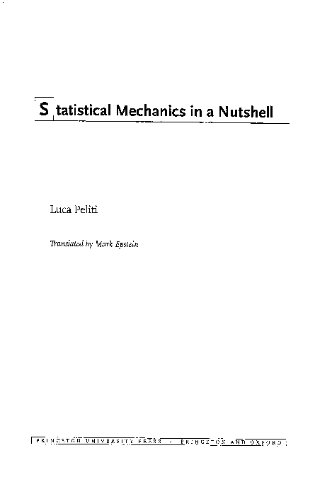 (PDF) Statistical Mechanics in a Nutshell