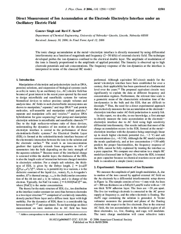 (PDF) Direct Measurement of Ion Accumulation at the Electrode ...