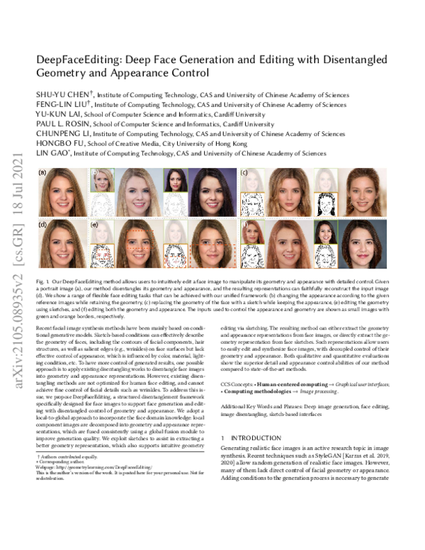 (PDF) DeepFaceEditing: Deep Face Generation and Editing with ...