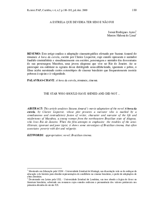 (PDF) A Estrela Que Deveria Ter Sido e Não Foi