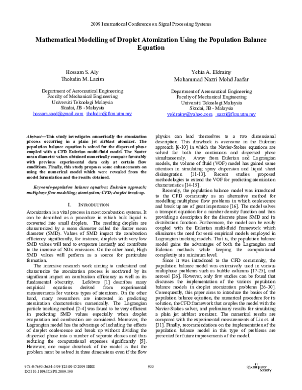 (PDF) Mathematical Modelling of Droplet Atomization Using the ...