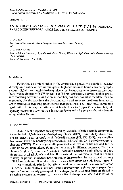 (PDF) Antioxidant analysis in edible oils and fats by normal-phase high ...