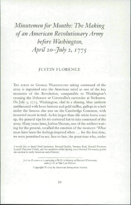 (PDF) Justin Florence, “Minutemen for Months: The Making of an American ...