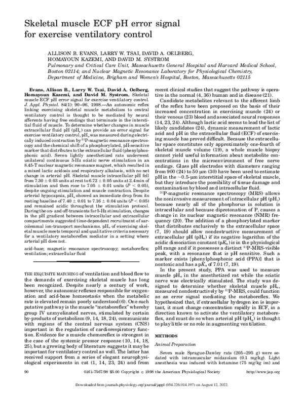 (PDF) Skeletal muscle ECF pH error signal for exercise ventilatory control