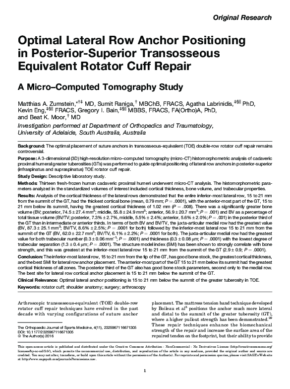 (PDF) Optimal Lateral Row Anchor Positioning in Posterior-Superior Transosseous Equivalent ...