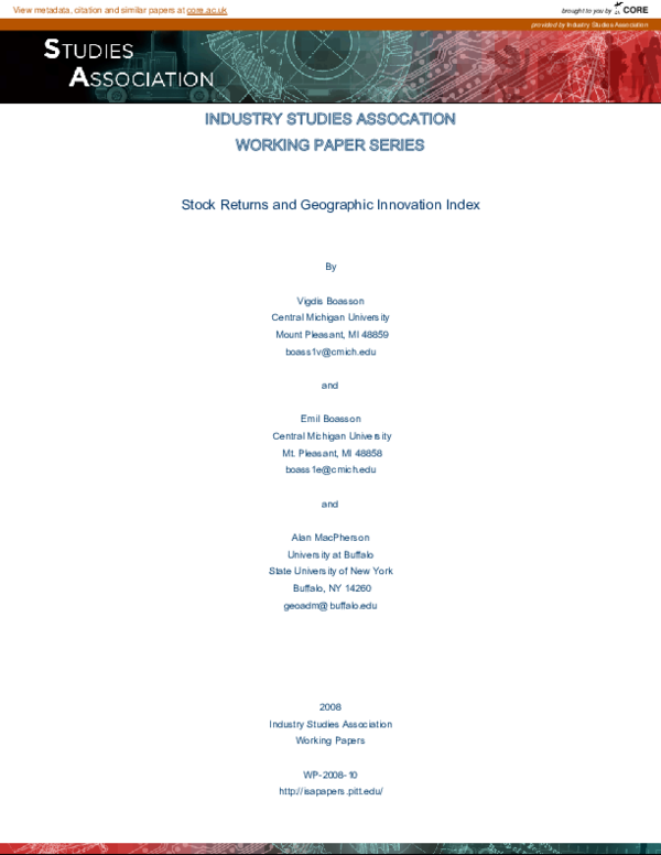 (PDF) Stock Returns and Geographic Innovation Index