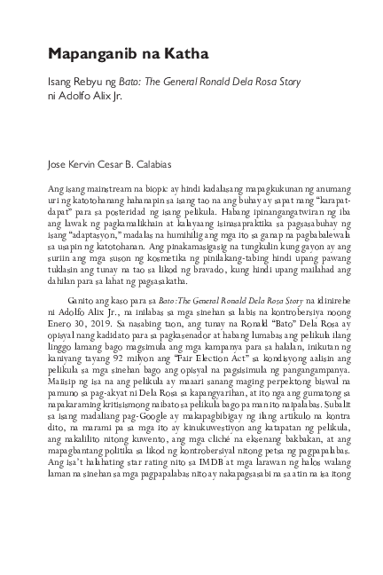 (PDF) Mapanganib na Katha Isang Rebyu ng Bato: The General Ronald Dela ...