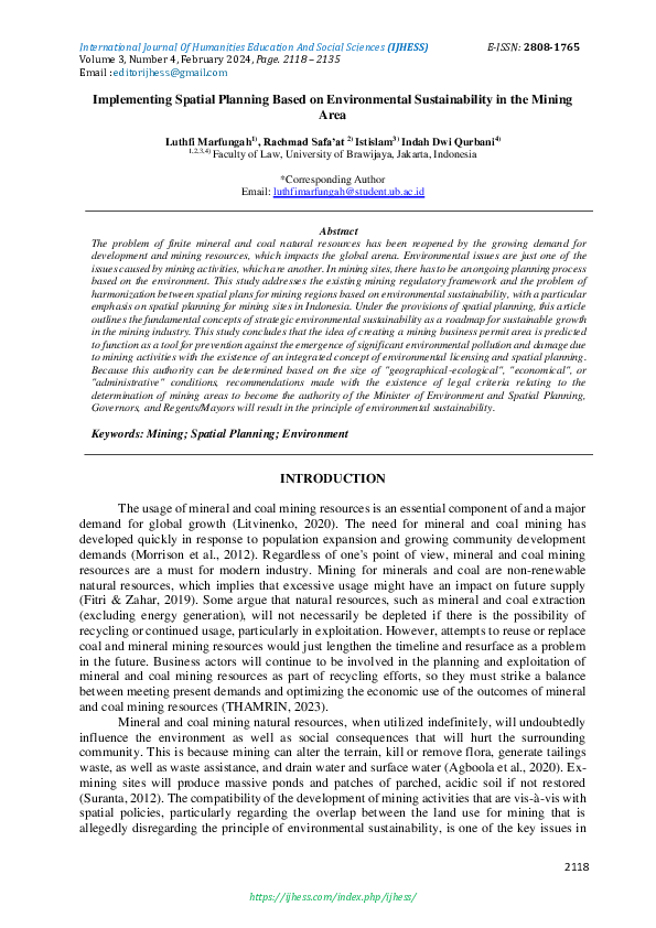 (PDF) Implementing Spatial Planning Based on Environmental ...