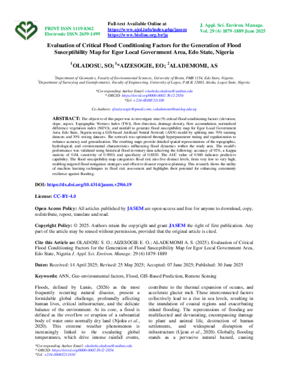 (PDF) Evaluation of Critical Flood Conditioning Factors for the ...