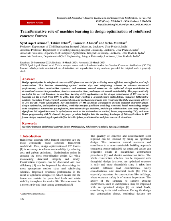 (PDF) Transformative role of machine learning in design optimization of ...