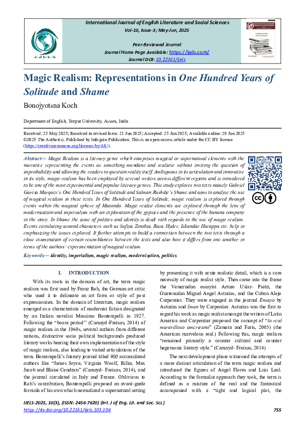 (PDF) Magic Realism: Representations in One Hundred Years of Solitude ...