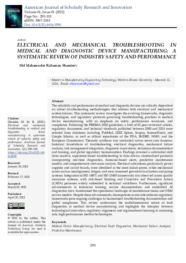 (PDF) ELECTRICAL AND MECHANICAL TROUBLESHOOTING IN MEDICAL AND ...