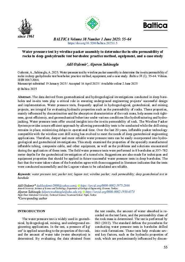 (PDF) Water pressure test by wireline packer assembly to determine the ...