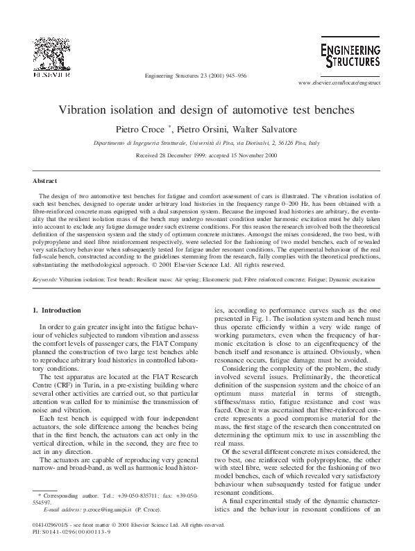 (PDF) Vibration isolation and design of automotive test benches