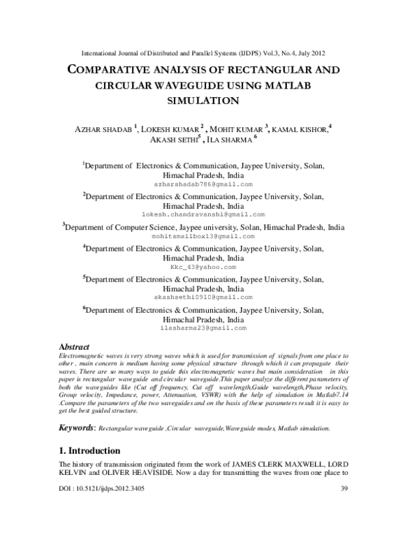 (PDF) Comparative Analysis of Rectangular and Circular Waveguide Using Matlab Simulation