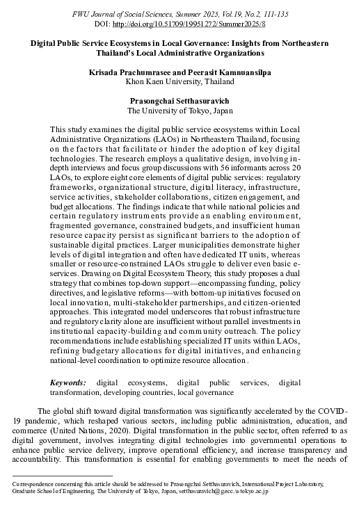 (PDF) Digital Public Service Ecosystems in Local Governance: Insights ...