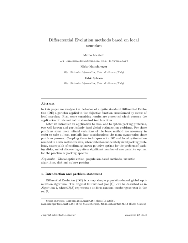 (PDF) Differential evolution methods based on local searches