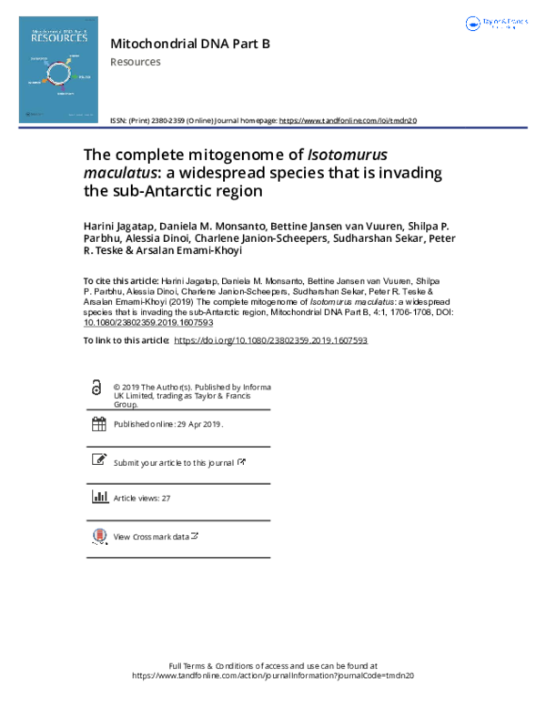 (PDF) The complete mitogenome of Isotomurus maculatus: a widespread ...