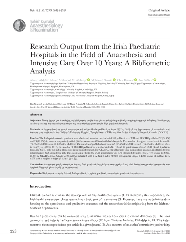 (PDF) Research Output from the Irish Paediatric Hospitals in the Field ...