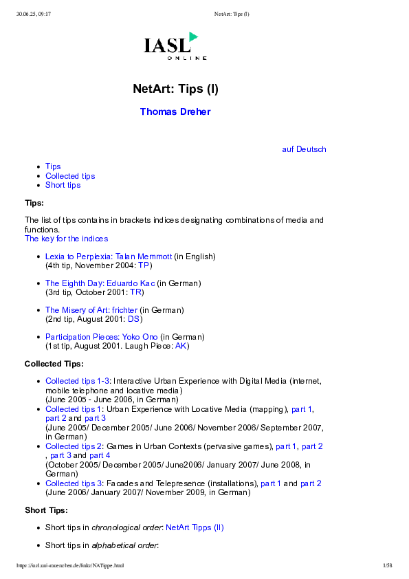 (PDF) NetArt: Tips (in alphabetical order)