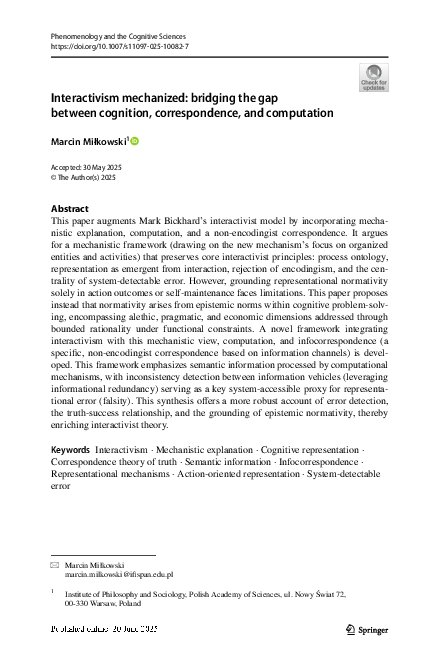 (PDF) Interactivism mechanized: bridging the gap between cognition ...