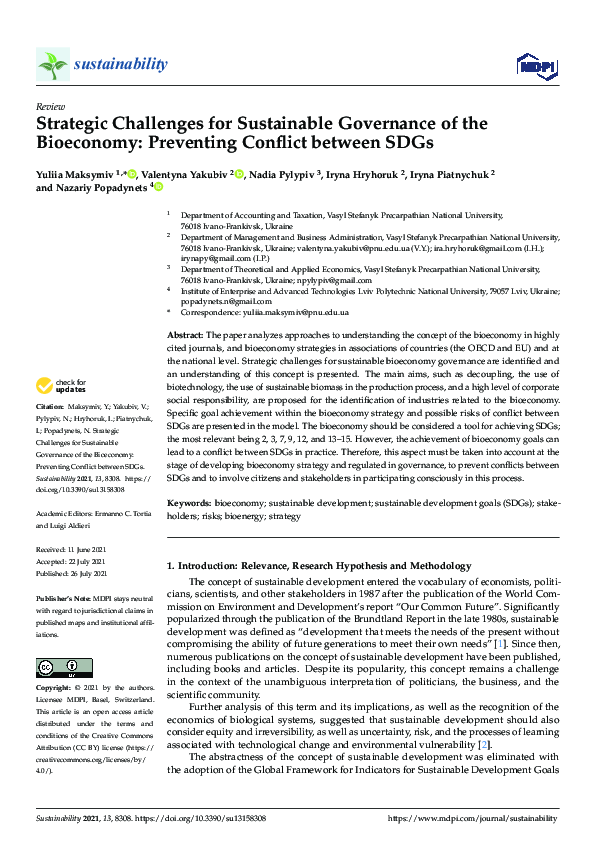 (PDF) Strategic Challenges for Sustainable Governance of the Bioeconomy ...