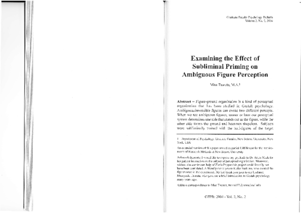 (PDF) Examining the Effect of Subliminal Priming on Ambiguous Figure ...
