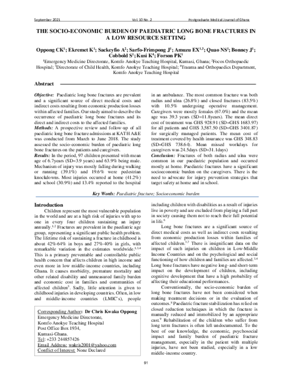 (PDF) The Socio-Economic Burden of Paediatric Long Bone Fractures in A ...