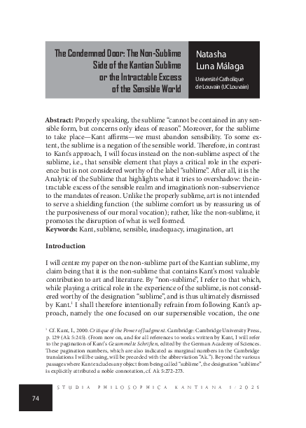 (PDF) The Condemned Door: The Non-Sublime Side of the Kantian Sublime ...