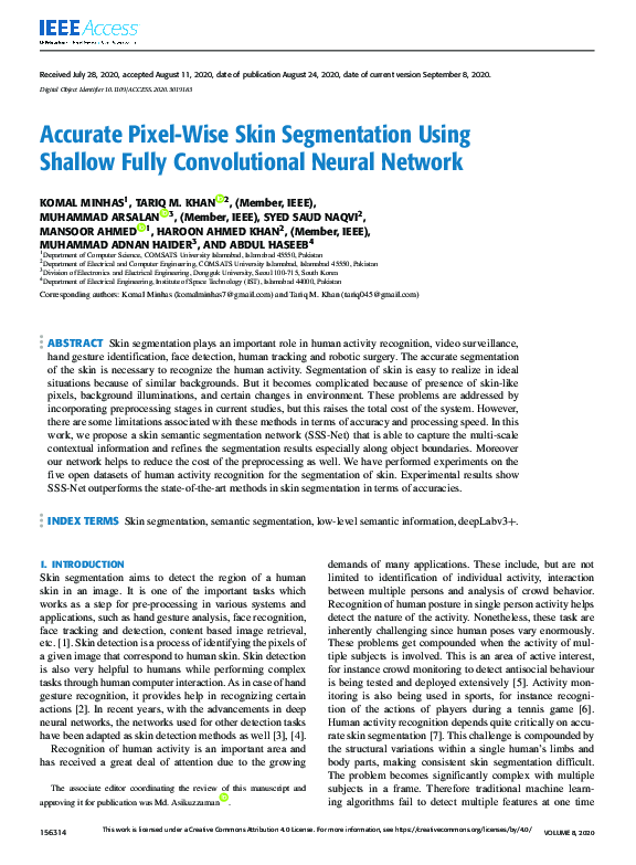 (PDF) Accurate Pixel-Wise Skin Segmentation Using Shallow Fully ...