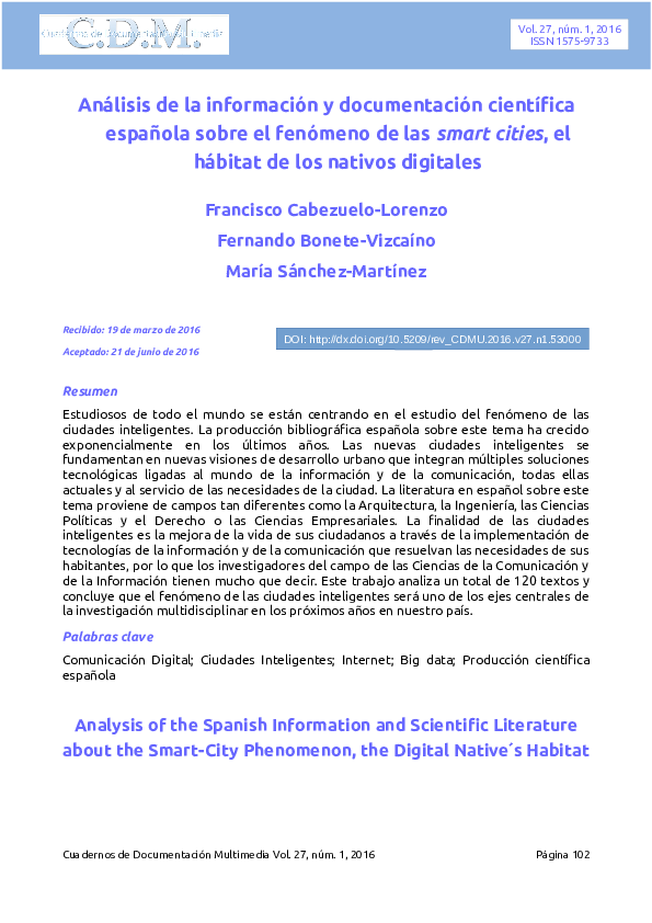 (PDF) Análisis de la información y documentación científica española sobre el fenómeno de las ...