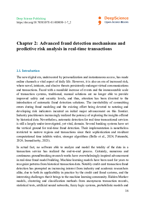 (PDF) Chapter 2:Advanced fraud detection mechanisms and predictive risk analysis in real-time ...