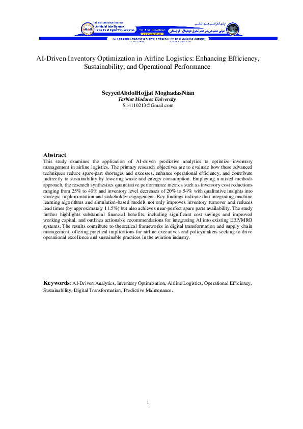 (PDF) AI-Driven Inventory Optimization in Airline Logistics: Enhancing ...