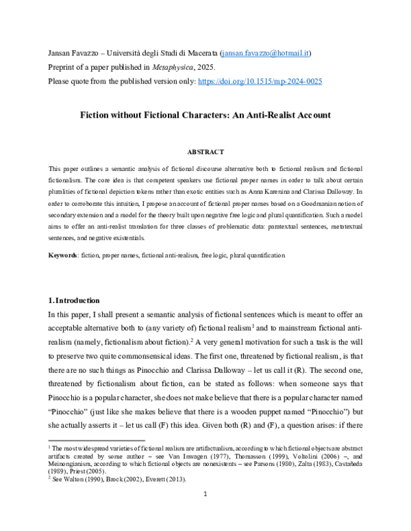(PDF) Fiction without Fictional Characters: An Anti-Realist Account