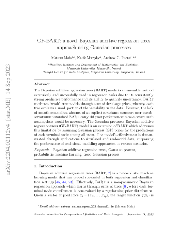 (PDF) GP-BART: a novel Bayesian additive regression trees approach using Gaussian processes