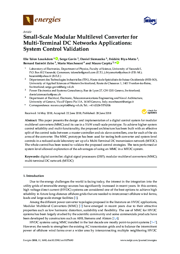 (PDF) Small Scale Modular Multilevel Converter for Multi Terminal DC ...