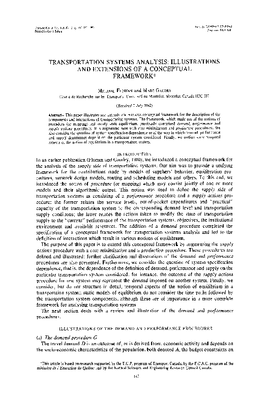 (PDF) Transportation systems analysis: Illustrations and extensions of ...