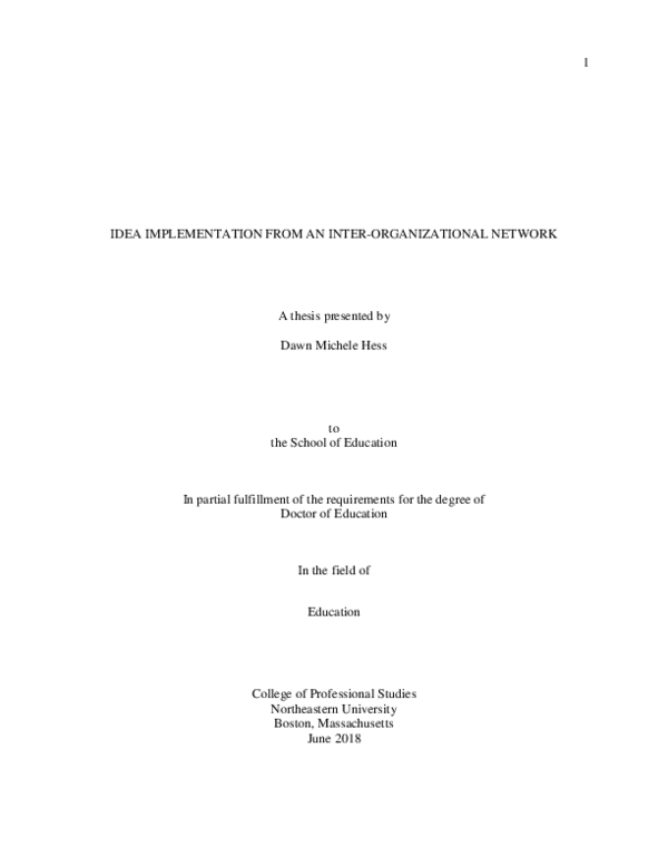 (PDF) Idea implementation from an inter-organizational network