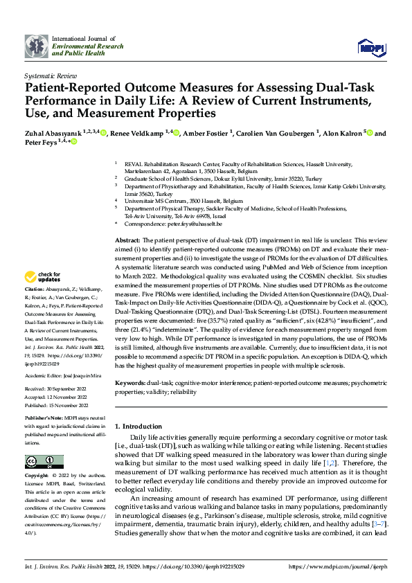(PDF) Patient-Reported Outcome Measures for Assessing Dual-Task Performance in Daily Life: A ...